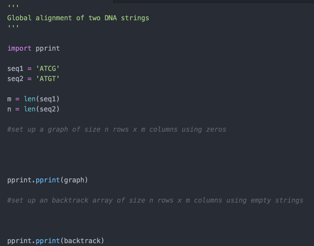 Solved Hello I need to make a global sequence alignment code | Chegg.com