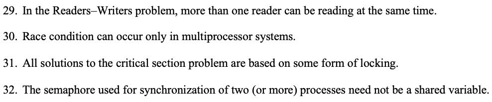 Solved 29. In the Readers-Writers problem, more than one | Chegg.com