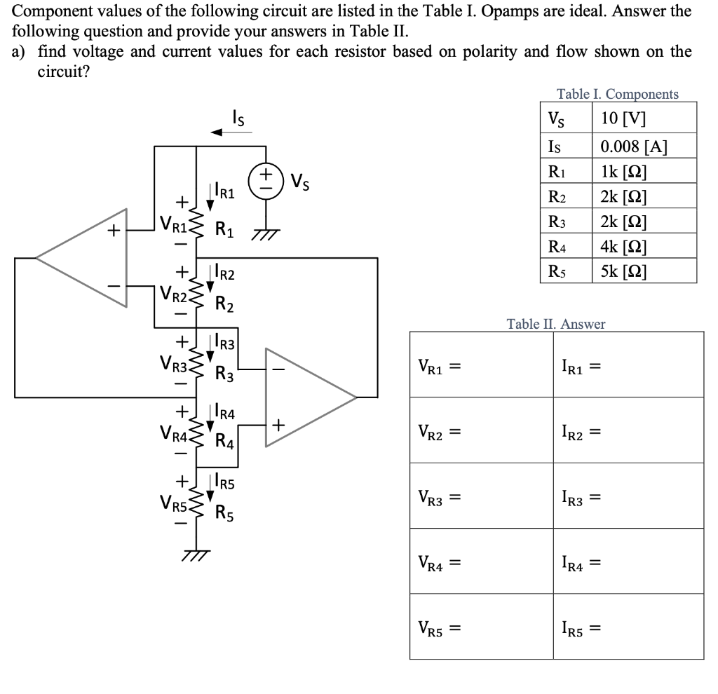 Solved Component values of the following circuit are listed | Chegg.com