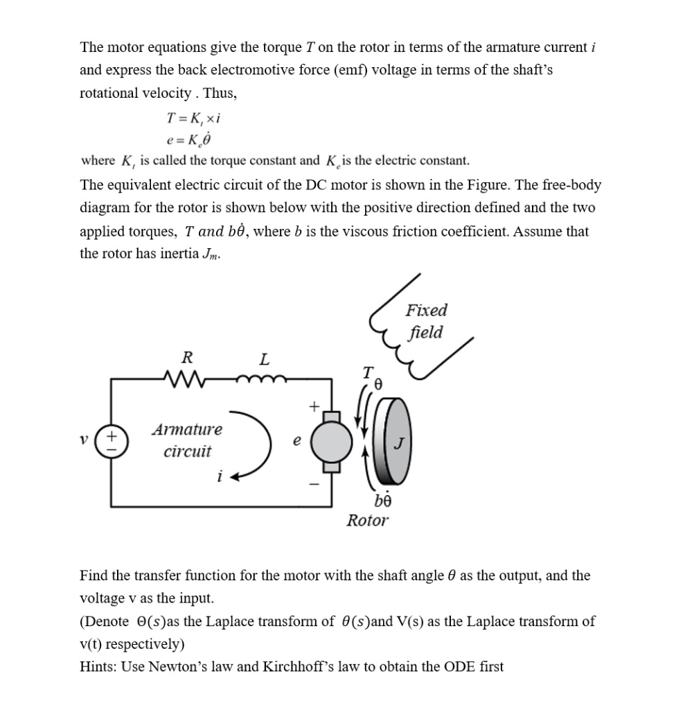 Solved The motor equations give the torque T on the rotor in | Chegg.com