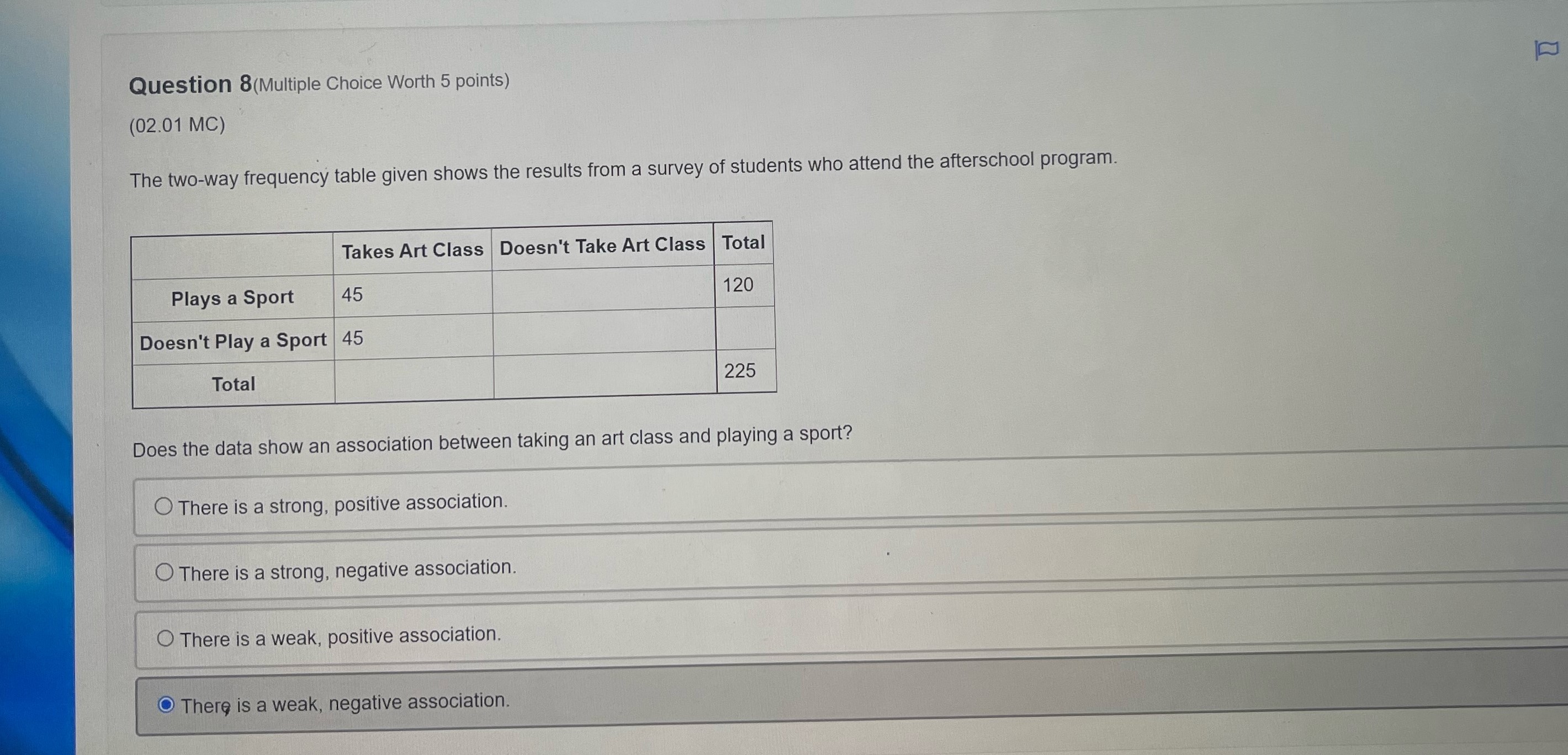 Solved Question 8 (Multiple Choice Worth 5 points) (02.01 | Chegg.com