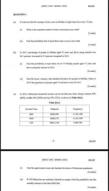 Solved (BEEU 2043/BMMU 2043) SULIT QUESTION 1 (4) It is | Chegg.com