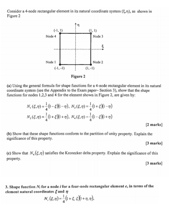 Consider a 4-node rectangular element in its natural | Chegg.com