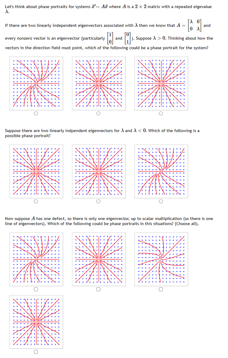 Solved Let's think about phase portraits for systems x′=Ax | Chegg.com