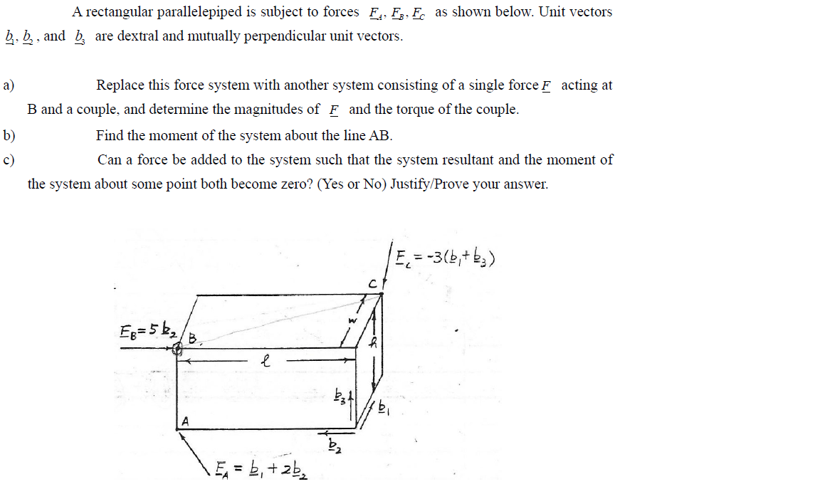 Solved A rectangular parallelepiped is subject to forces F., | Chegg.com