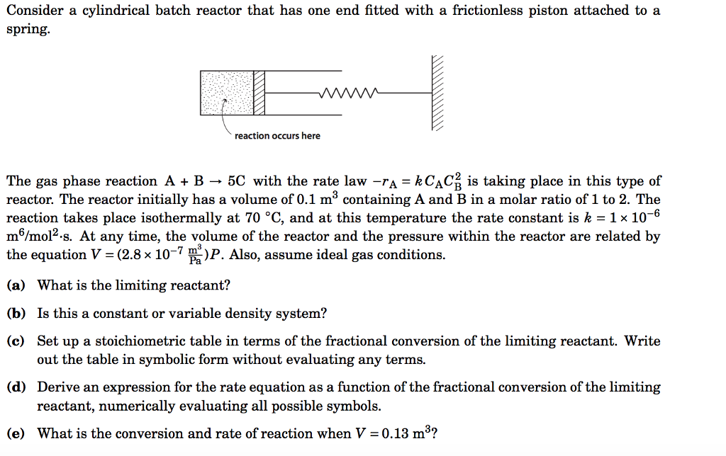 Consider a cylindrical batch reactor that has one end | Chegg.com