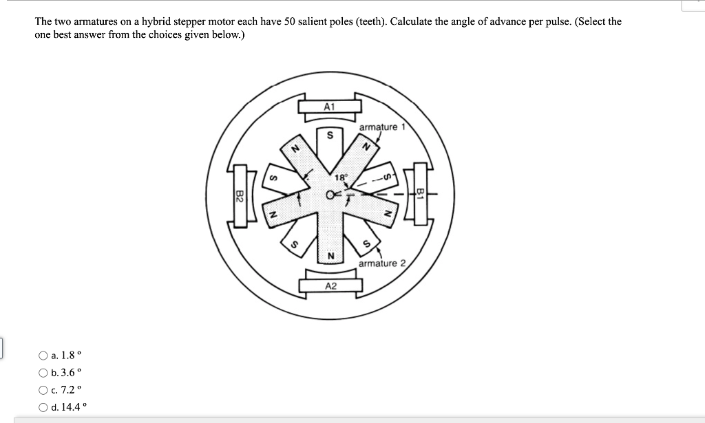 Solved The two armatures on a hybrid stepper motor each have | Chegg.com Solved The two armatures on a hybrid stepper motor each have | Chegg.com