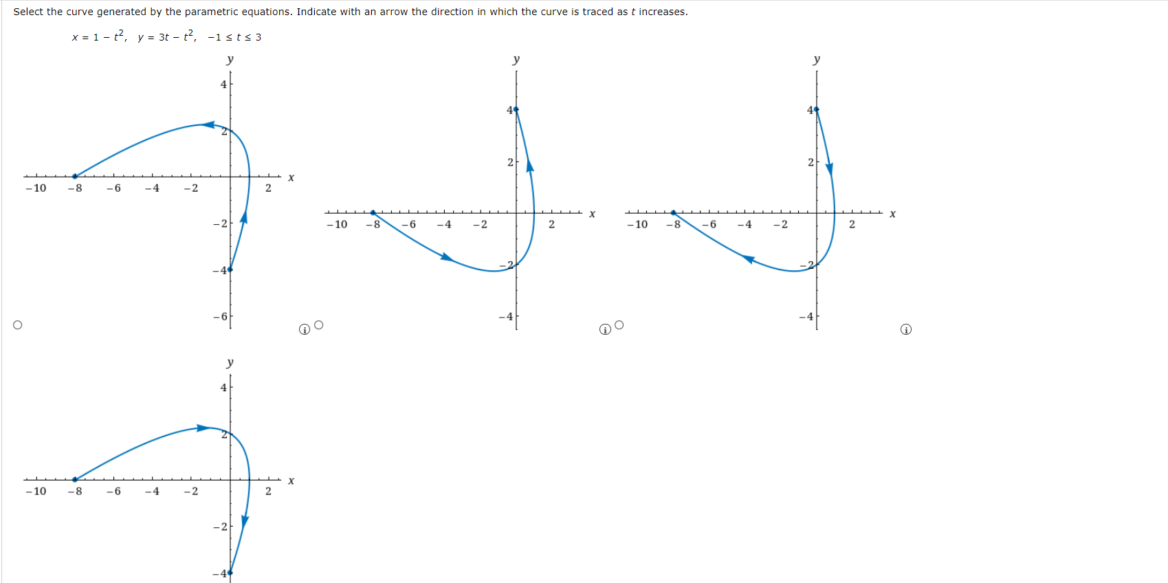 Solved x=1−t2,y=3t−t2,−1≤t | Chegg.com