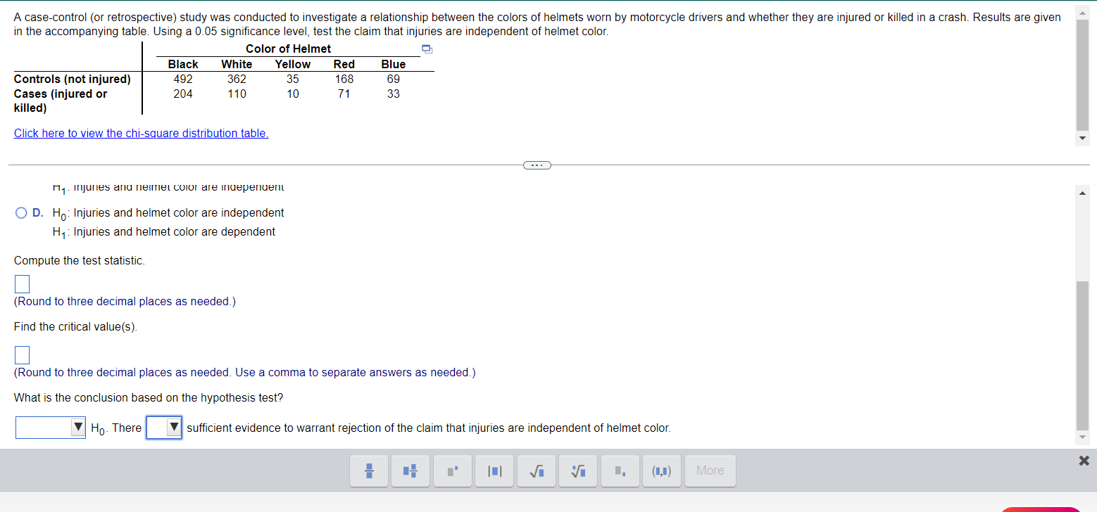 Solved Click Here To View The Chi Square Distribution Table 3857
