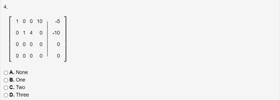 Solved (1 point) How many free variables does each augmented | Chegg.com