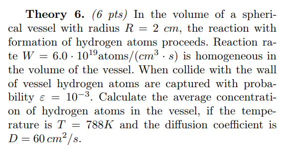 Solved Theory 6. (6 pts) In the volume of a spherical vessel | Chegg.com