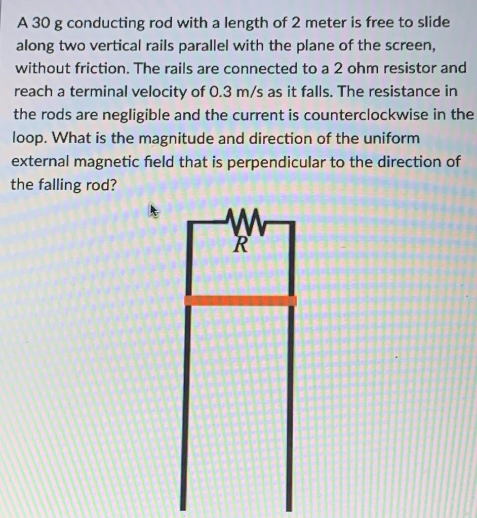 Solved A 30 g conducting rod with a length of 2 meter is | Chegg.com