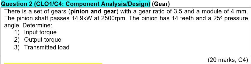Solved Question 2 (CLO1/C4: Component Analysis/Design) | Chegg.com