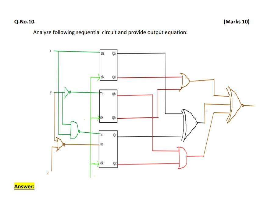 Solved (Marks 10) Q.No.10. Analyze following sequential | Chegg.com