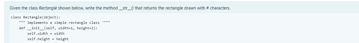 Solved Given the class Rectangle shown below, write the | Chegg.com