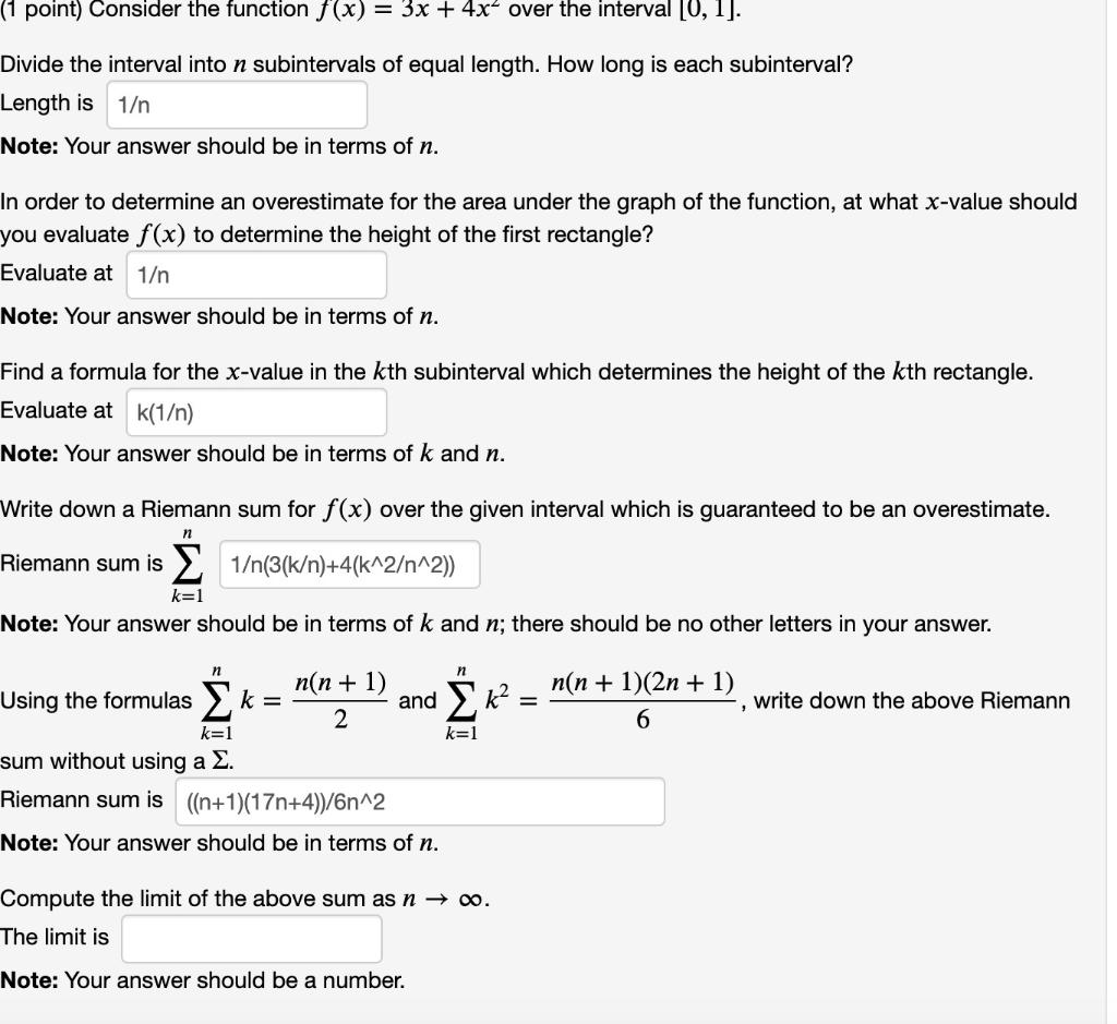 Solved (1 point) Consider the function f(x) = 3x + 4x over | Chegg.com