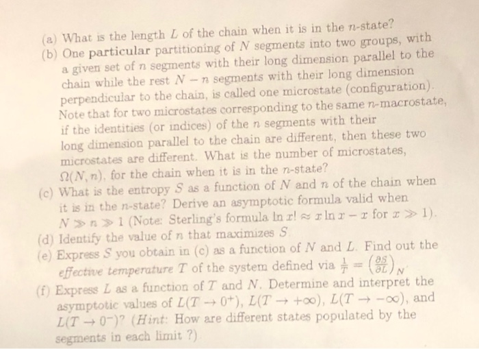 Solved 2. Microcanonical ensemble: One-dimensional chain. | Chegg.com
