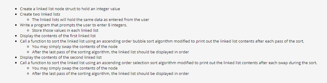 Solved • Create A Linked List Node Struct To Hold An Integer