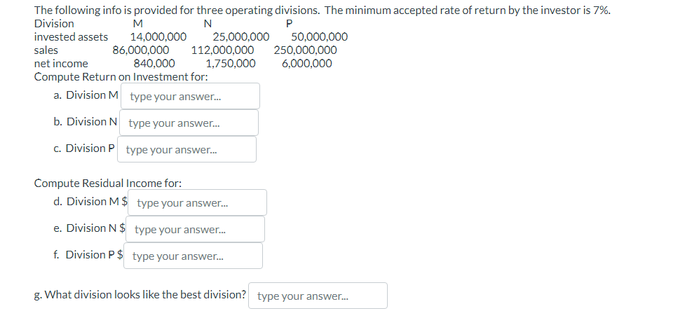 Solved The following info is provided for three operating | Chegg.com