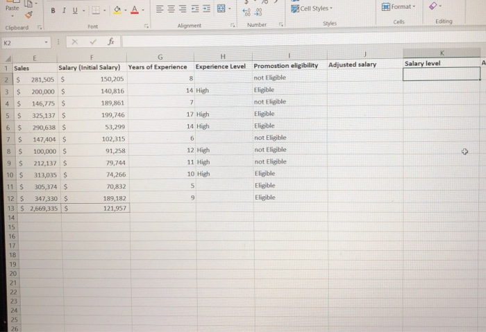 Solved Write a function in cell K2 to return High and Low | Chegg.com