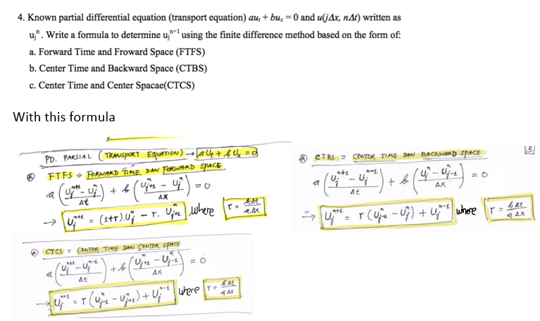 Solved 4. Known partial differential equation (transport | Chegg.com