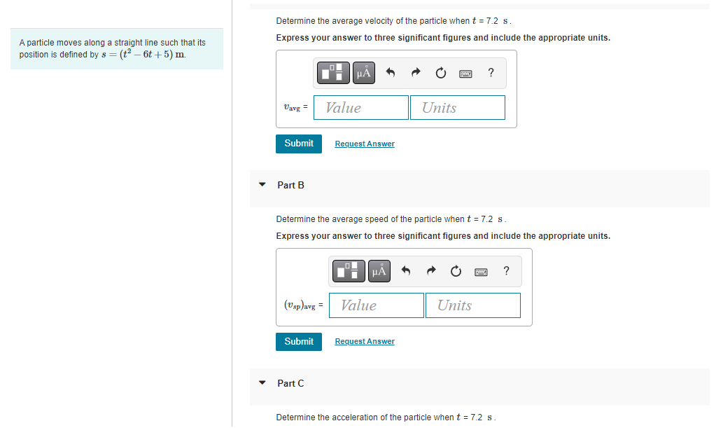 Solved Determine average velocity of the particle when t = | Chegg.com