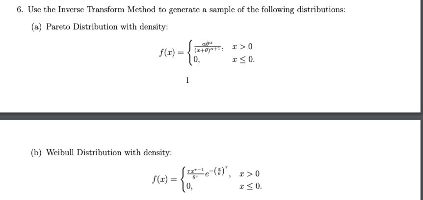 Solved Use The Inverse Transform Method To Generate A Sample