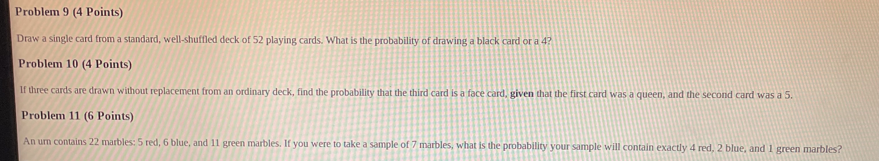 Solved Problem 9 (4 ﻿Points)Draw a single card from a | Chegg.com
