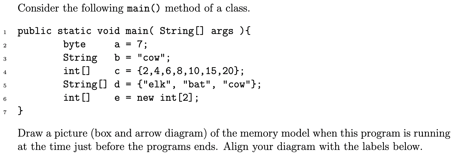 Solved Consider the following main() method of a | Chegg.com