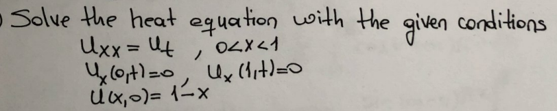 Solved Solve the heat equation with the given conditions | Chegg.com