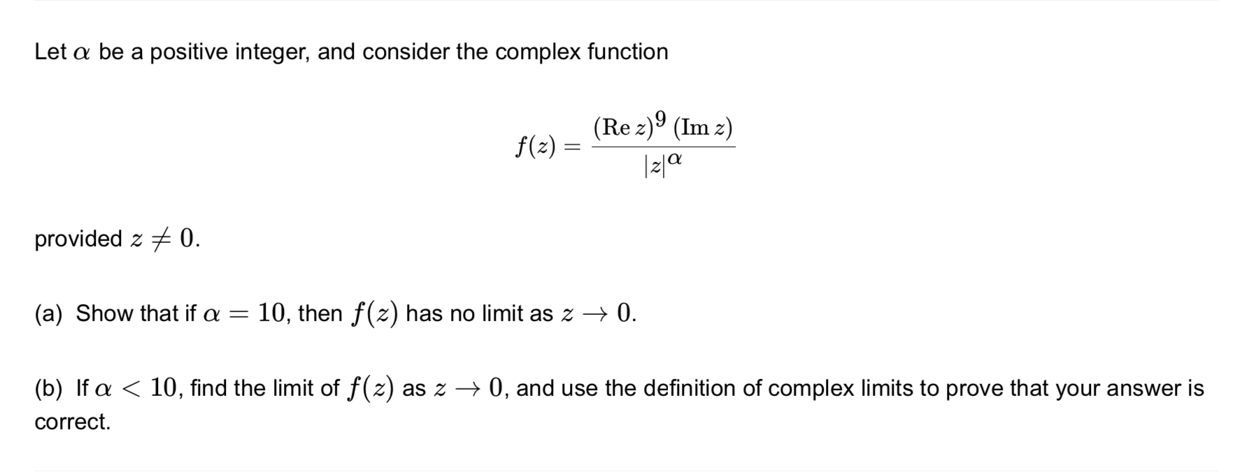 Solved Let α be a positive integer, and consider the complex | Chegg.com