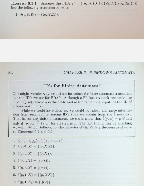 Exercise 6.1.1: Suppose the PDA | Chegg.com
