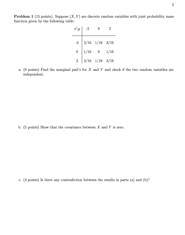 Solved 2 Problem 1 15 Points Suppose Xy Are Discrete 8347
