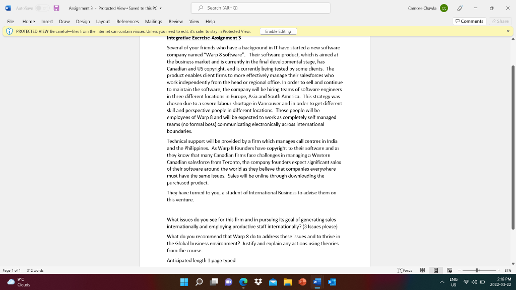 Solved AutoSave Assignment 3 - Protected ViewSaved to this | Chegg.com