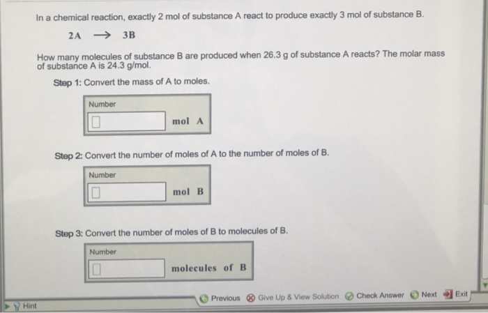 Solved In a chemical reaction, exactly 2 mol of substance A | Chegg.com