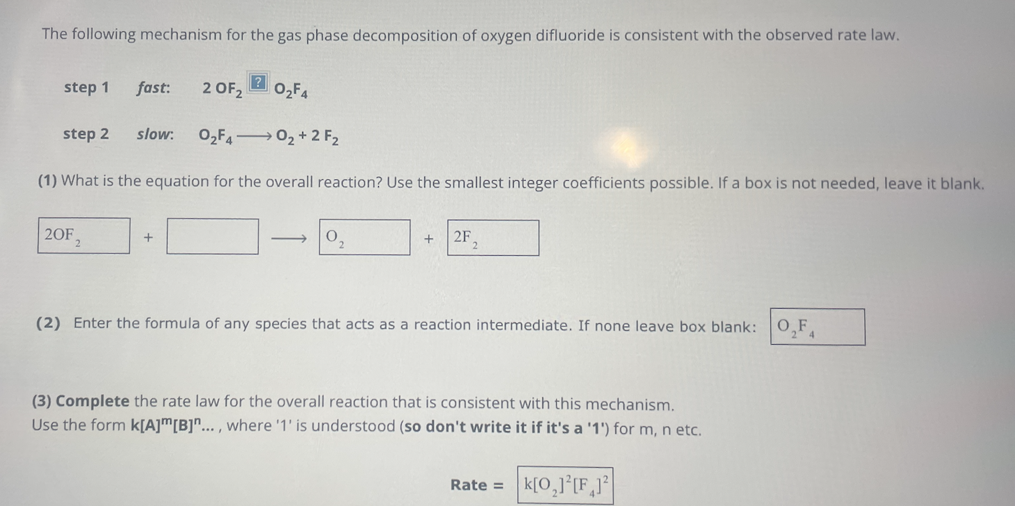 Solved The following mechanism for the gas phase | Chegg.com