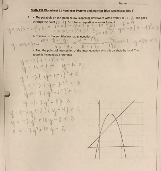 Solved Name: Math 137 Worksheet 11 Nonlinear Systems and | Chegg.com