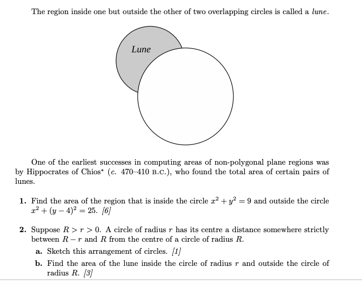 Solved The region inside one but outside the other of two | Chegg.com