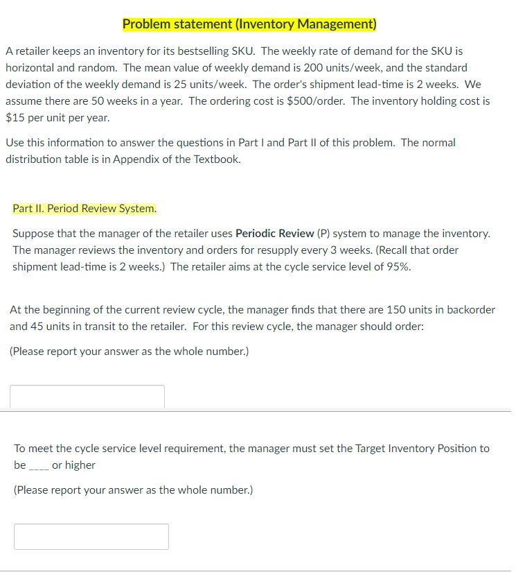 Solved Problem statement (Inventory Management) A retailer | Chegg.com