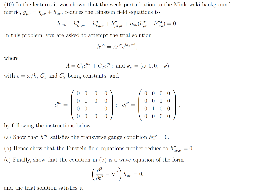Solved (10) In the lectures it was shown that the weak | Chegg.com