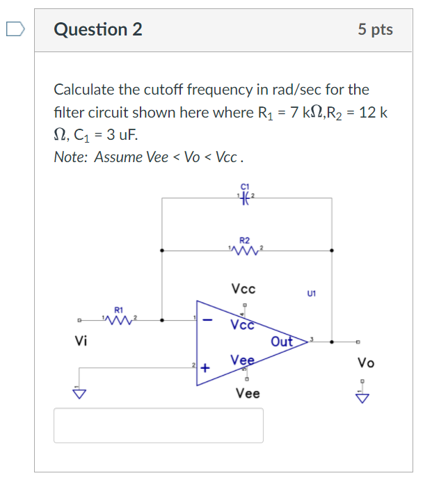Solved Question 2 5 pts Calculate the cutoff frequency in | Chegg.com