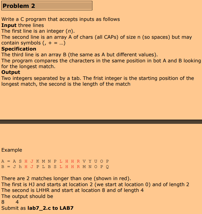 Solved Problem 2 Write a C program that accepts inputs as | Chegg.com