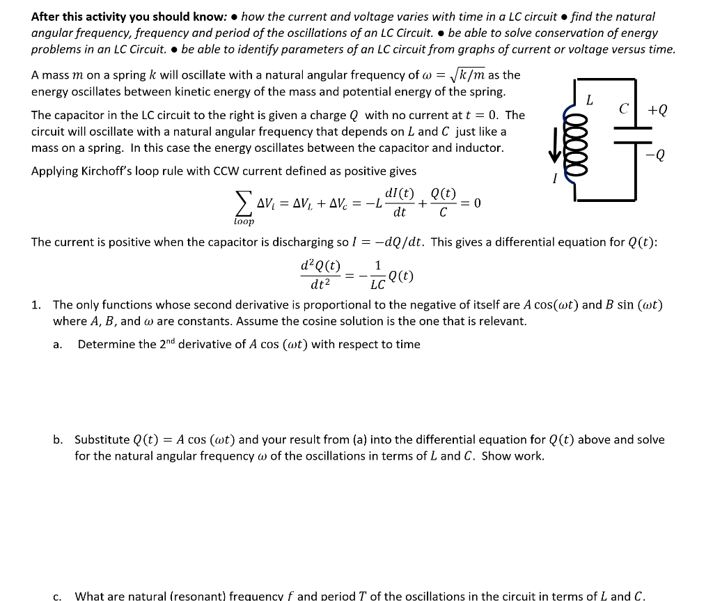Resonant Frequency Formula Lc Circuit Circuit Diagram