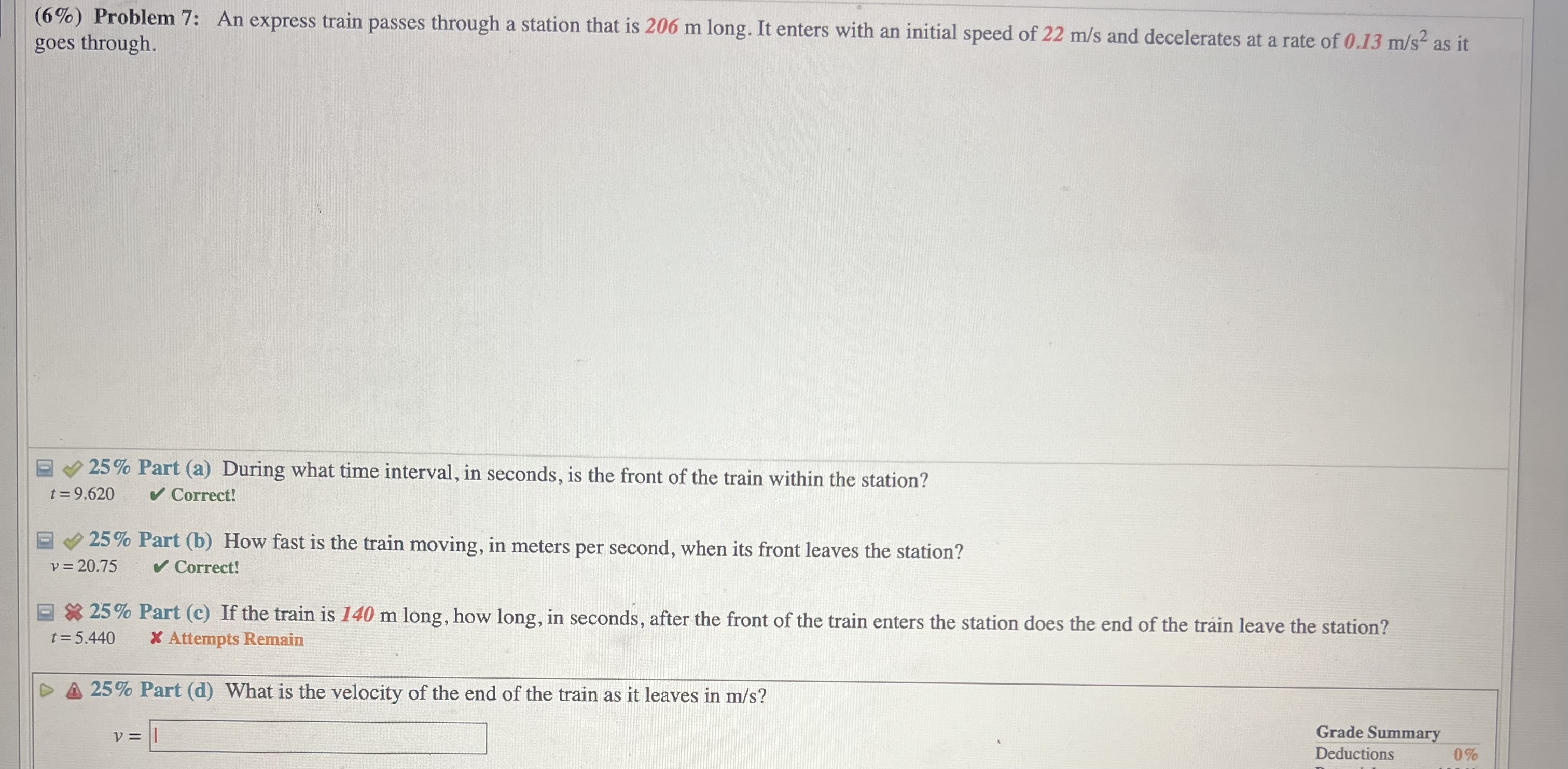 Solved (6%) ﻿Problem 7: An express train passes through a | Chegg.com