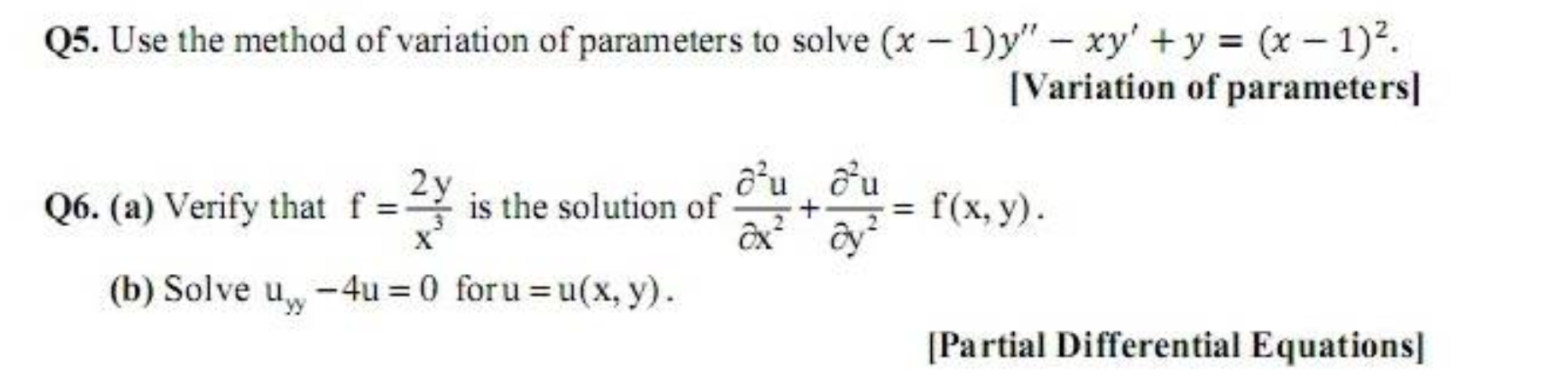 Solved Q5. Use the method of variation of parameters to | Chegg.com