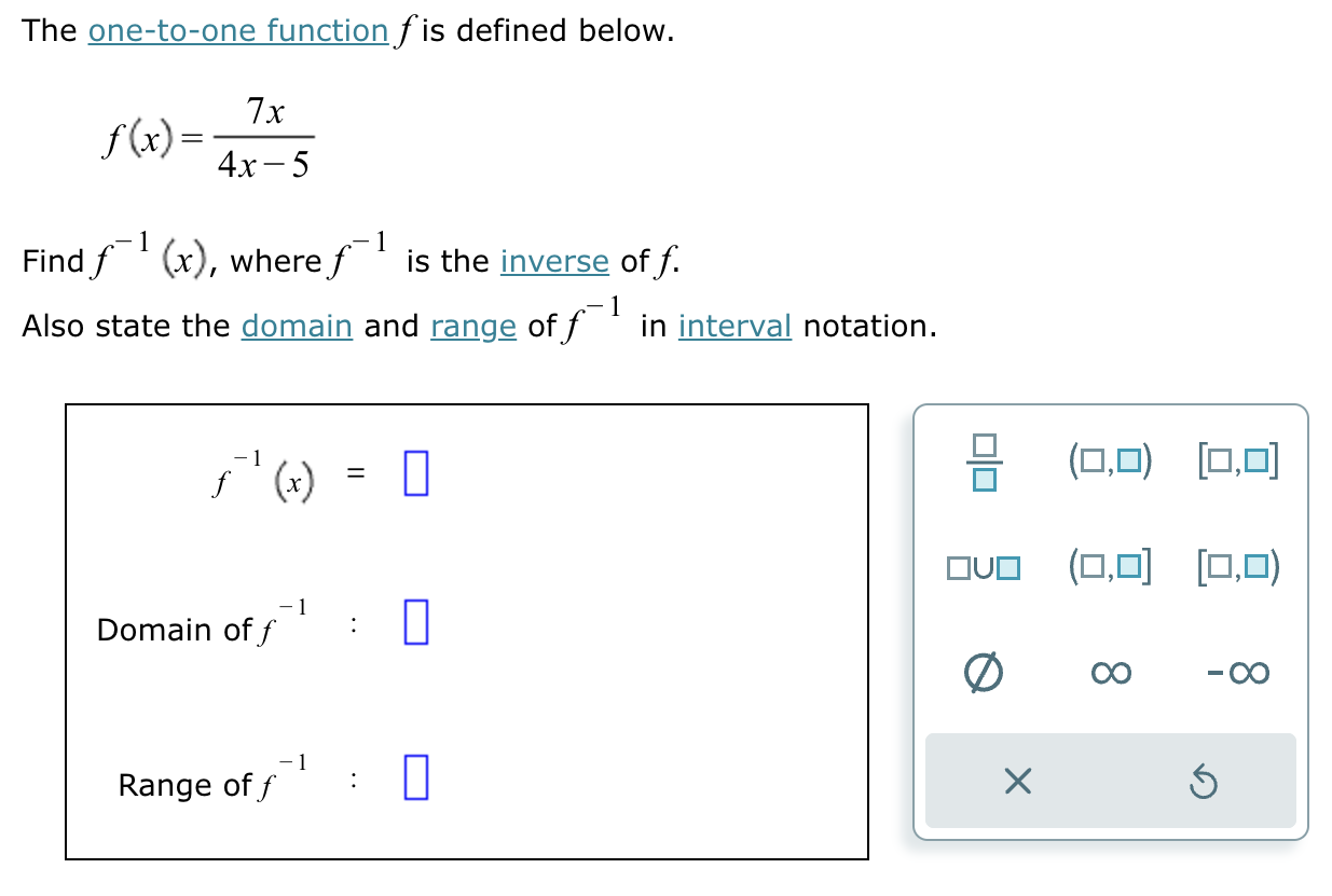 Solved The one-to-one function f ﻿is defined | Chegg.com