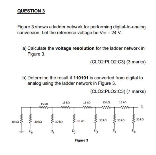 Solved QUESTION 3 Figure 3 shows a ladder network for | Chegg.com