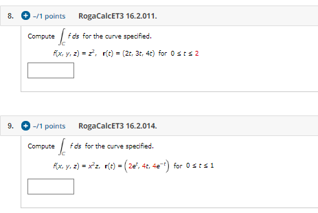 Solved 8. - 1 points RogaCalcet3 16.2.011. Compute fds for | Chegg.com