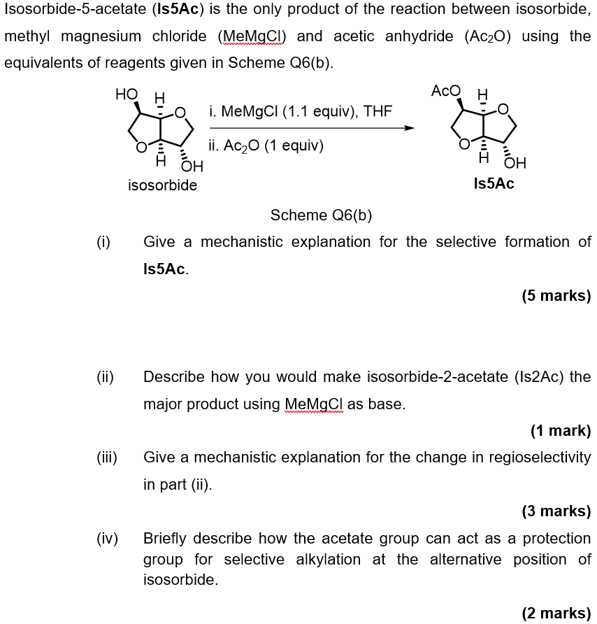 Solved Isosorbide-5-acetate (Is5Ac) is the only product of | Chegg.com
