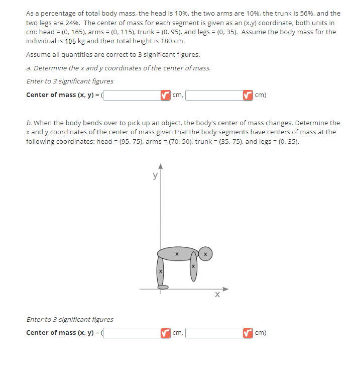 Solved The center of mass for a human body can be determined | Chegg.com